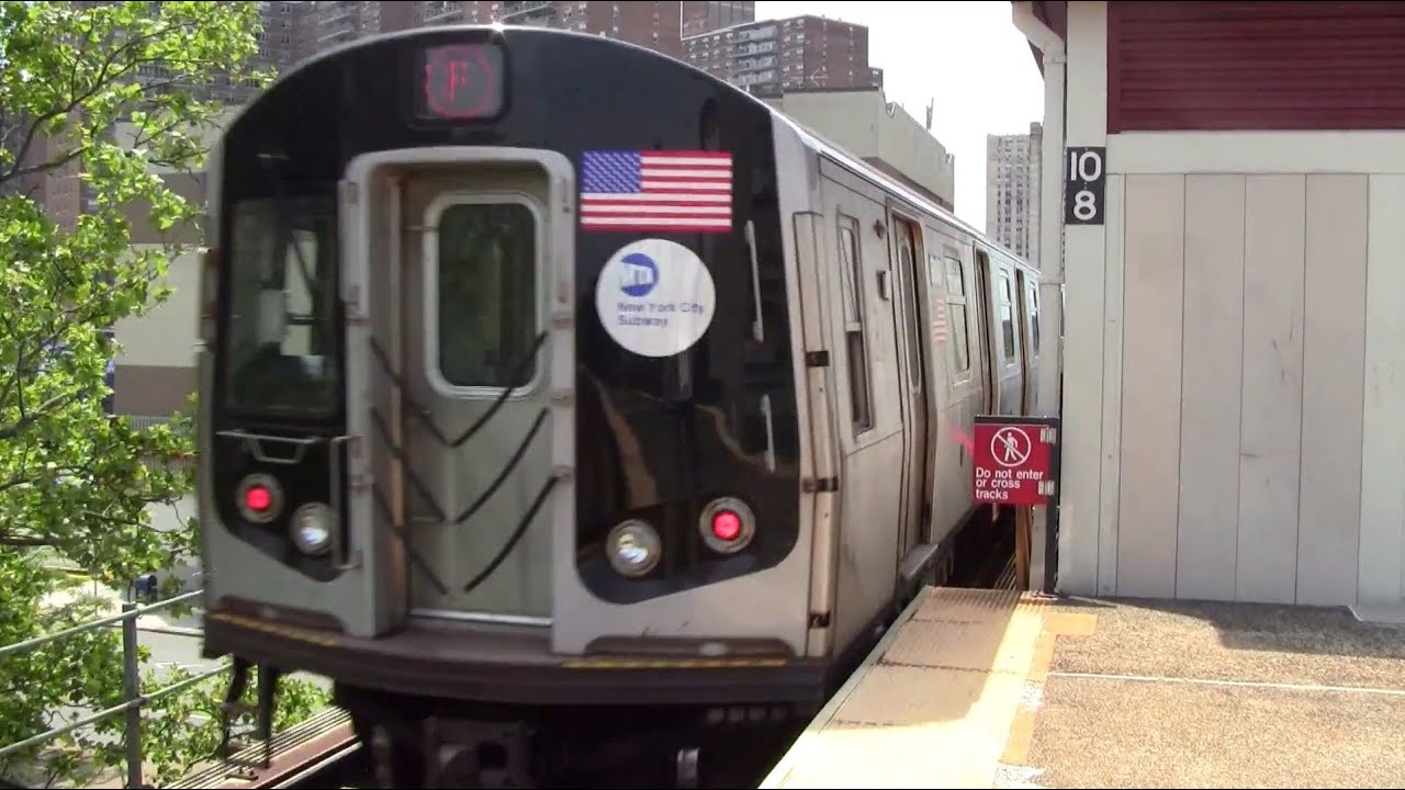 R160B F Shuttle Train Wrong Railing out of Neptune Avenue (2012) - YouTube