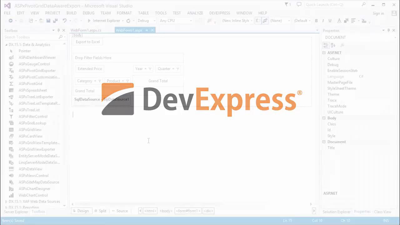 DevExpress ASP.NET Pivot Grid: Data Aware Export - YouTube