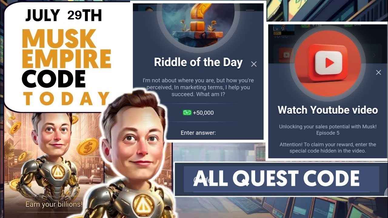 Musk Empire Today Stock Exchange 29 July Musk Empire 29 July All Quest Video Code Musk Empire ...