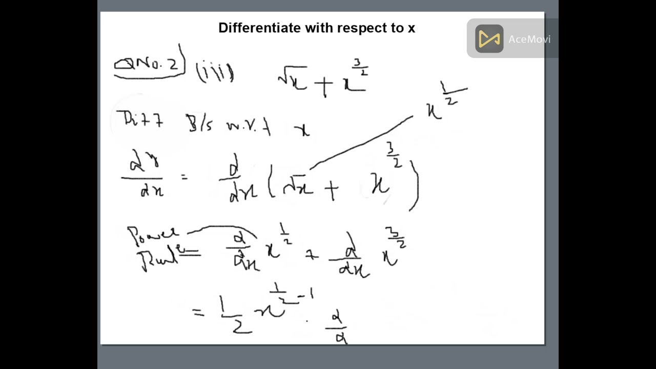 Chapter 3 class 12th :Derivative of d/dx √x + x³/²? Differentiation by ...