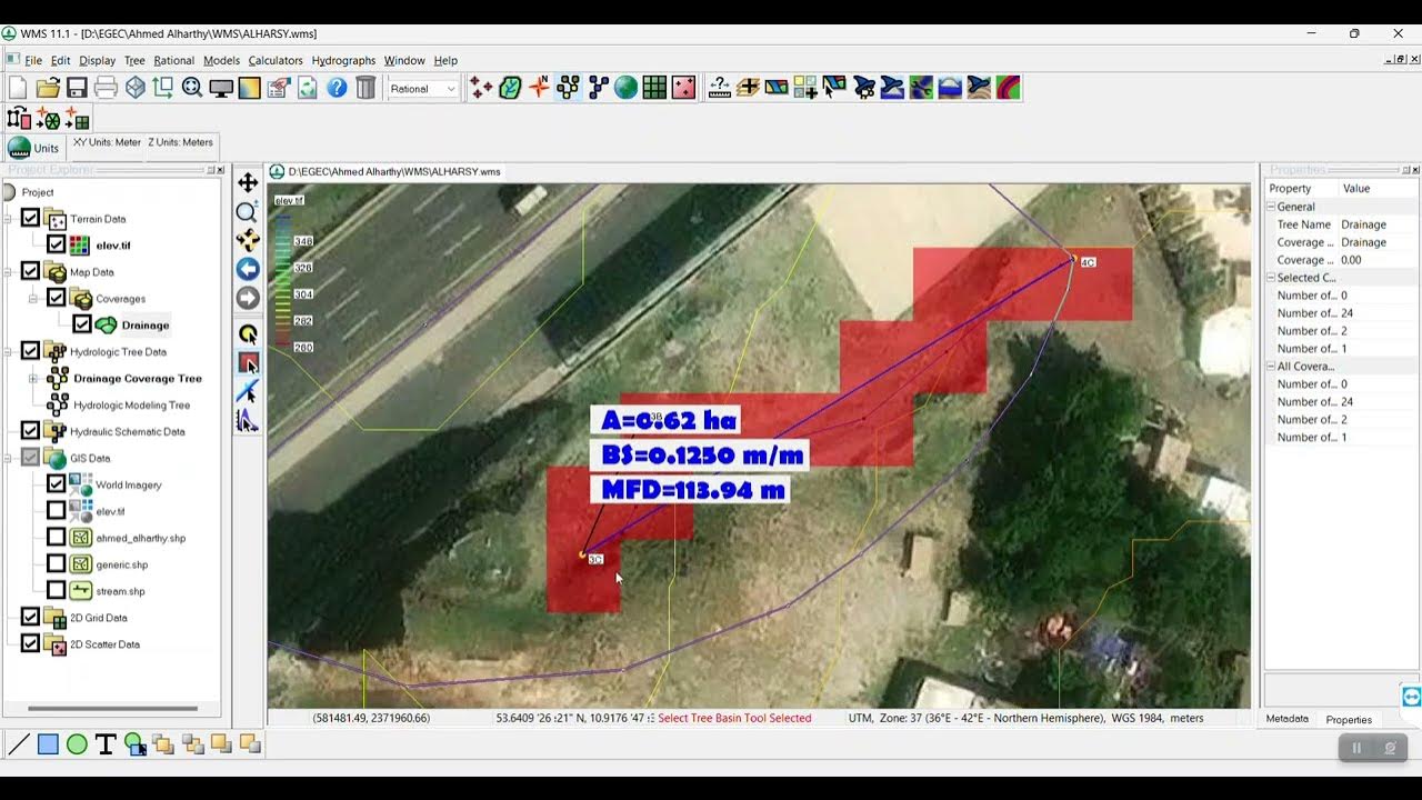 Define shapefile features as catchment areas and stream in a WMS, Rational Method - YouTube