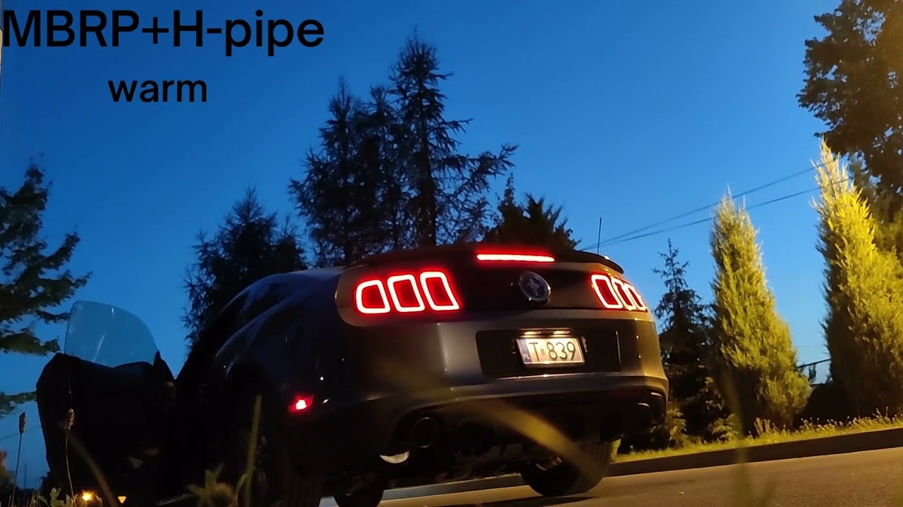 Ford Mustang V6 MBRP+H-pipe exhaust sound camparison with stock - YouTube