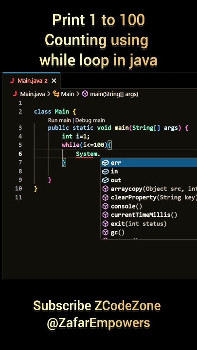 print 1 to 100 counting using while loop in #java #coding #susbcribe @ZafarEmpowers - YouTube