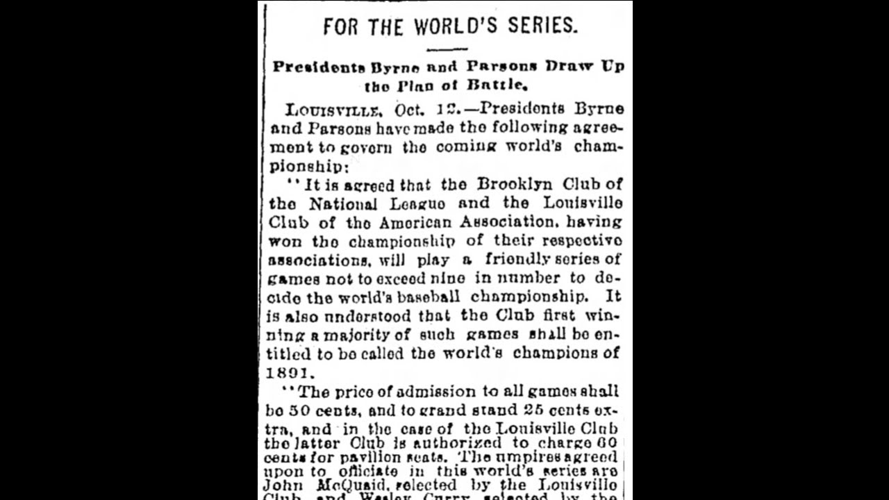 World Series - The Lineups - 1890 - Louisville Colonels vs Brooklyn ...