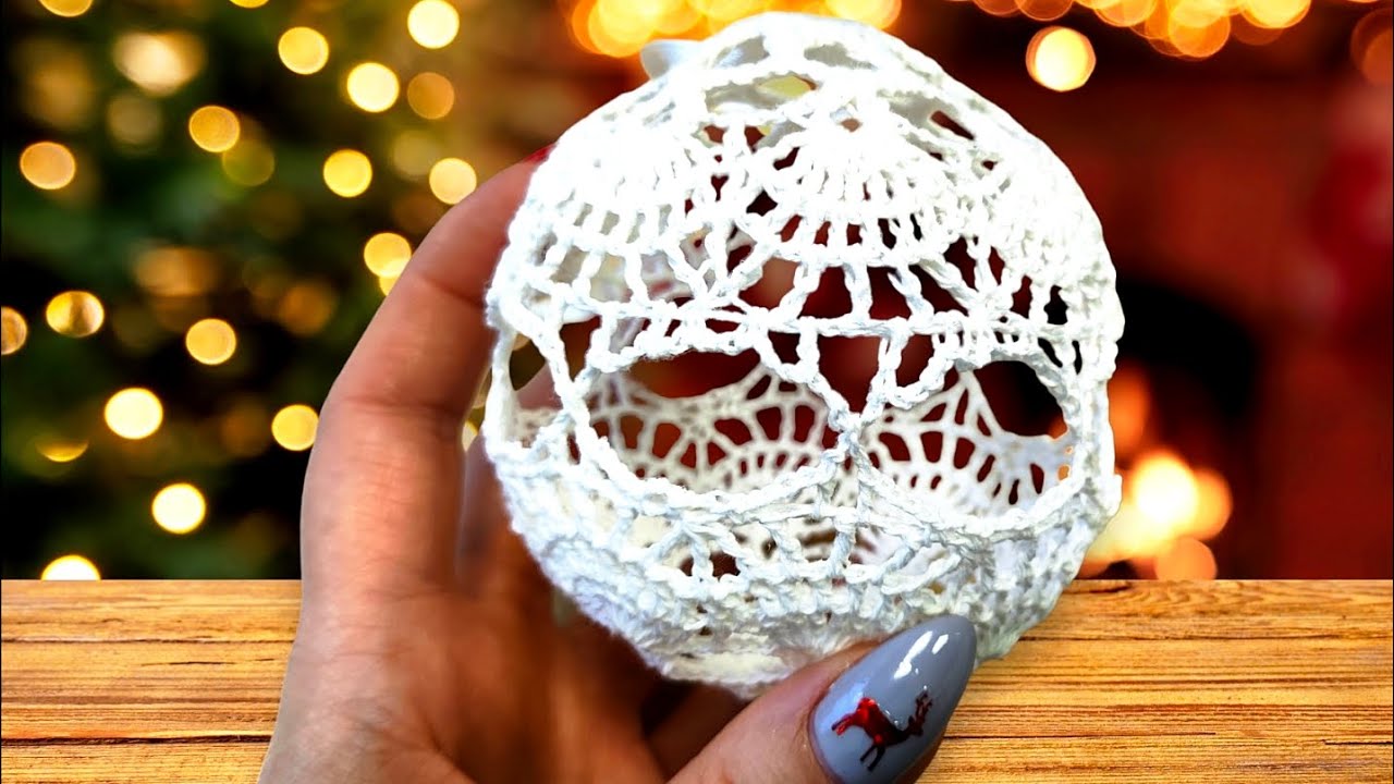 Christmas lace ball, ornament on crochet - YouTube