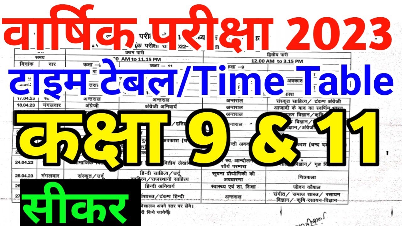 वार्षिक परीक्षा 2023 time table।। yearly exam timetable 2023।। Class ...