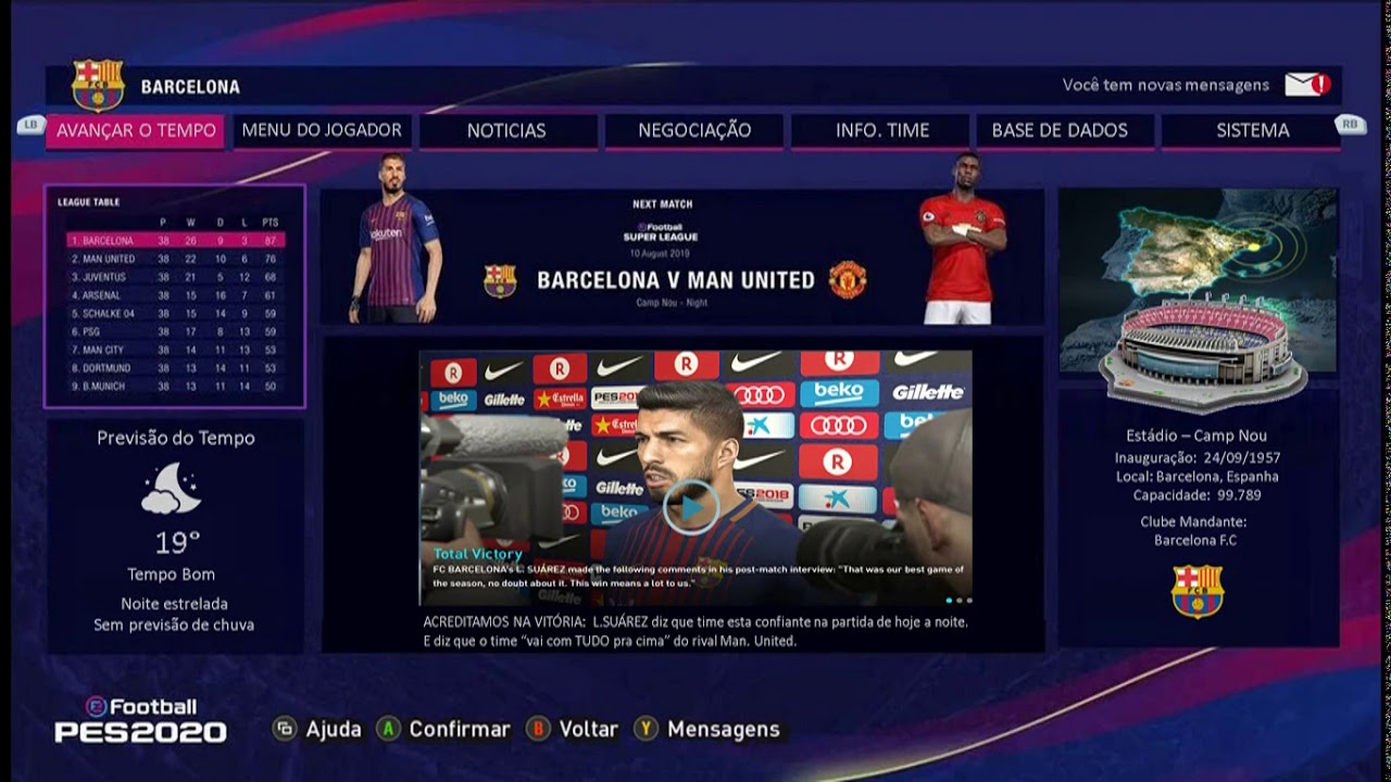 Sugestão de Novo Layout PES 2020 - Menu BAL Rumo ao Estrelato. - YouTube
