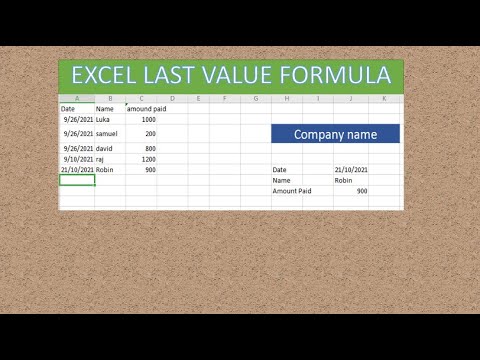 Excel last value Formula | Wps Spreadsheet last value formula - YouTube