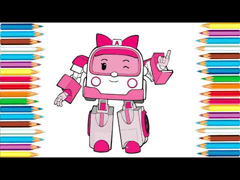 Robocar Poli Amber Coloring and Drawing - YouTube