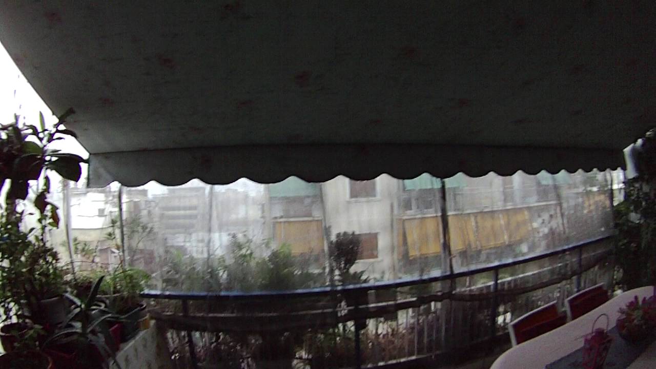 Καταιγιδα απο το μπαλκονι μου βροχη οχι αστεια - YouTube