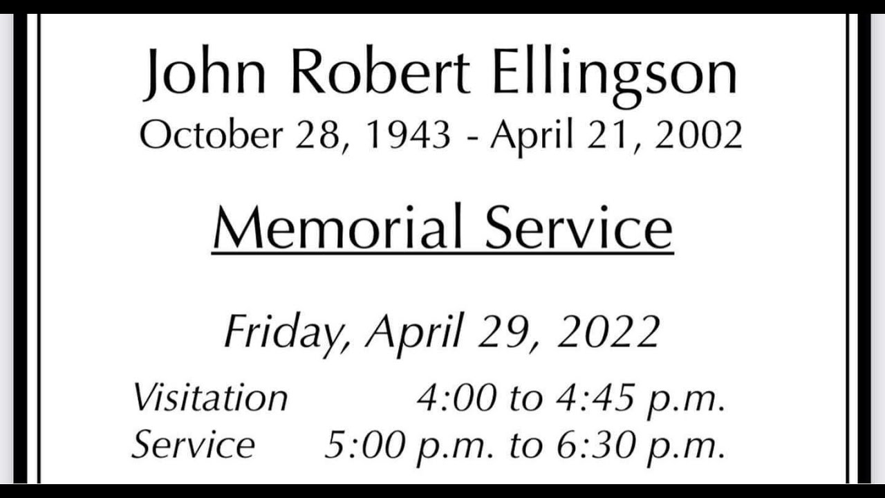 John Robert Ellingson Memorial Service - YouTube