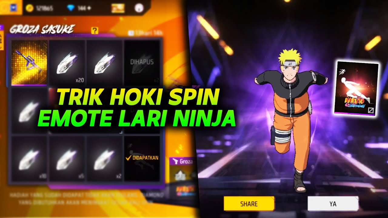 TRIK HOKI SPIN EMOTE LARI NINJA NARUTO TERBARU FF !! Modal 9 DM ...