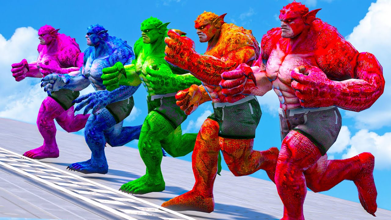 SPIDERMAN VS COLORS SAVAGE HULK & COLORS ABOMINATION Running Challenge ...