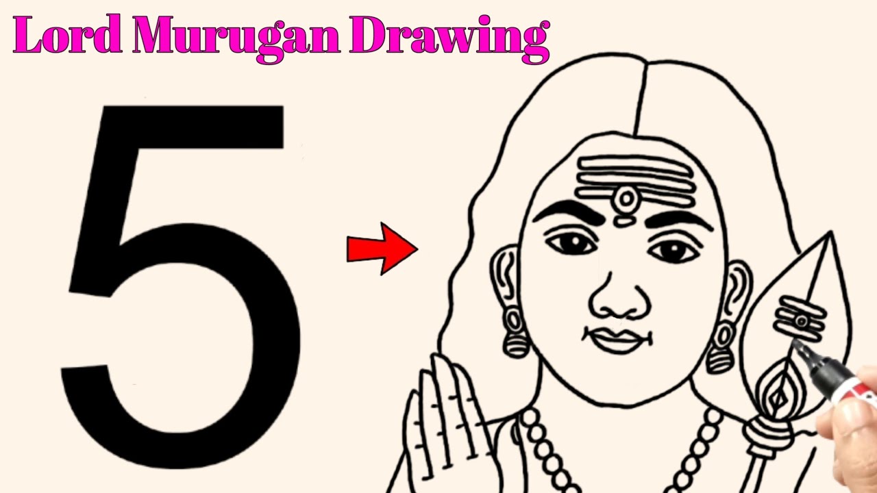 Lord Murugan Drawing Easy Step By Step For Beginners | How To Draw Lord ...