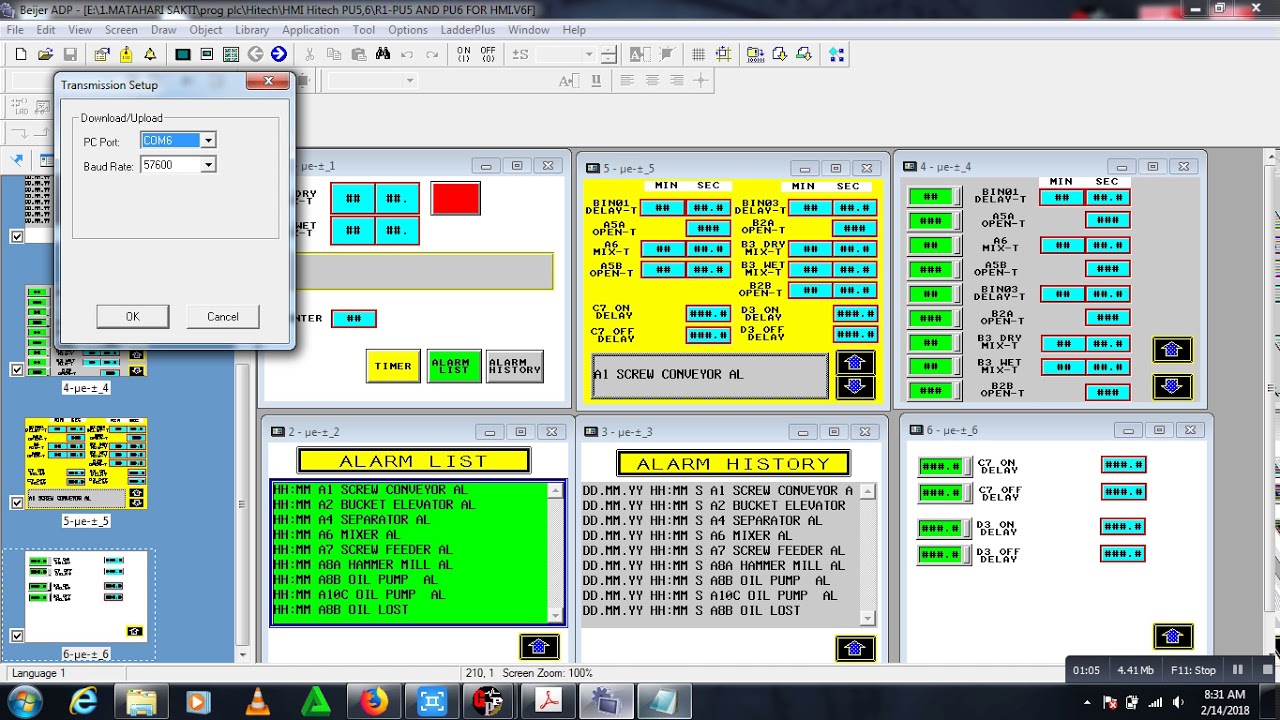 HMI Hitech setting com port - YouTube