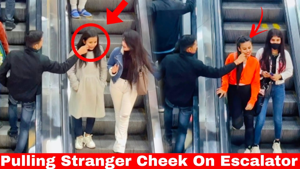 Pulling Strangers Cheeks on Escalator Prank || Harshit PrankTv - YouTube