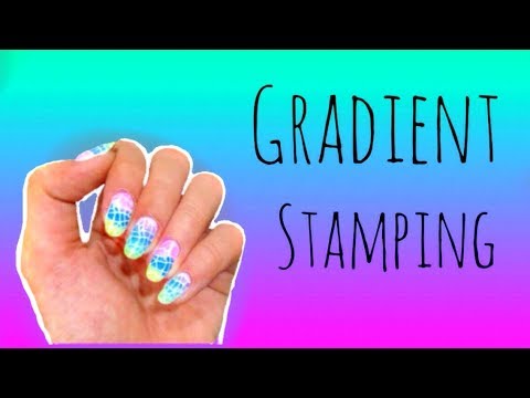 Gradient stamping Nail art with clear jelly stamper and regular nail ...
