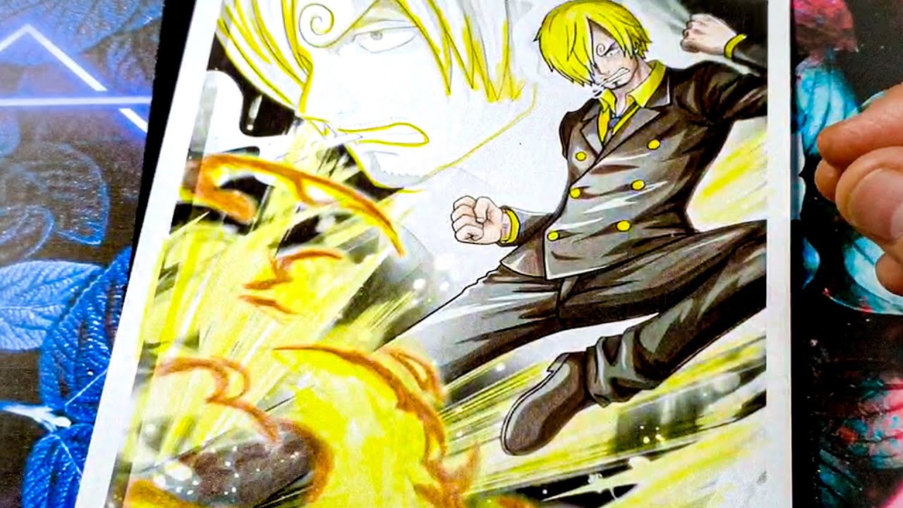 Art Drawing Sanji Kick kick with Unique Colors Super Beautiful | Draw ...