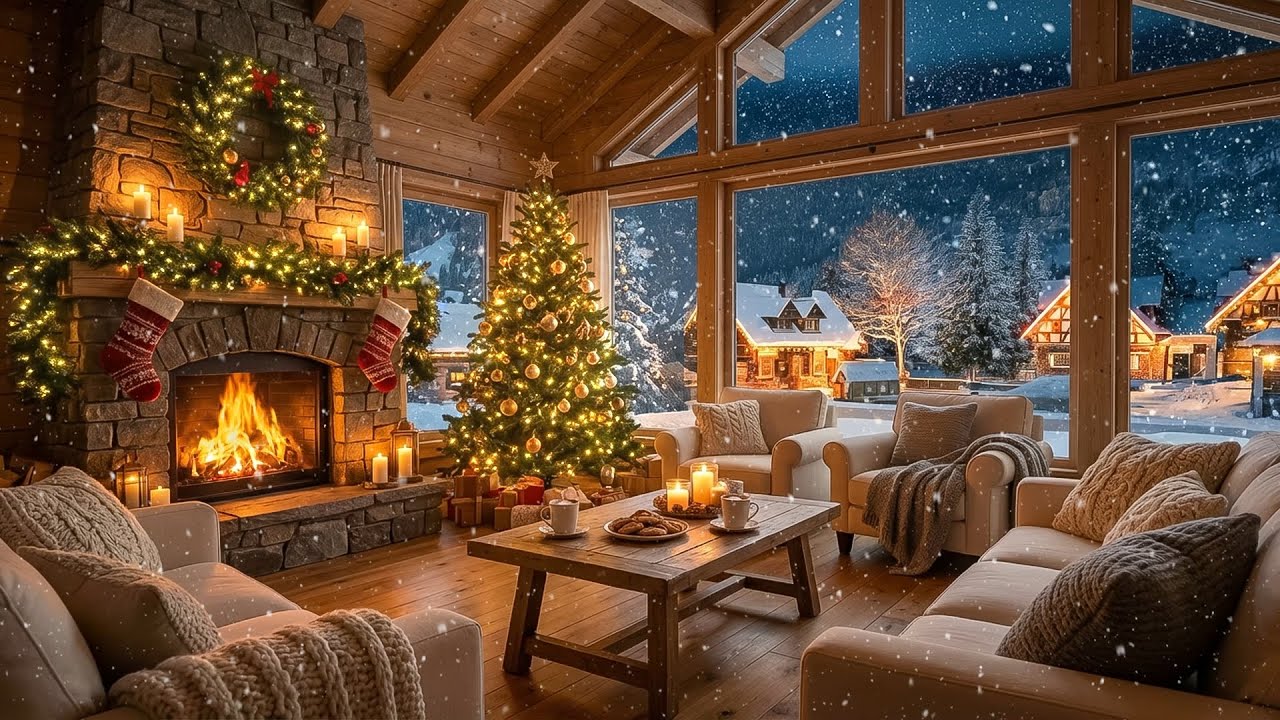 Instrumental Christmas Music With Fireplace 🔥 Soothing Christmas ...