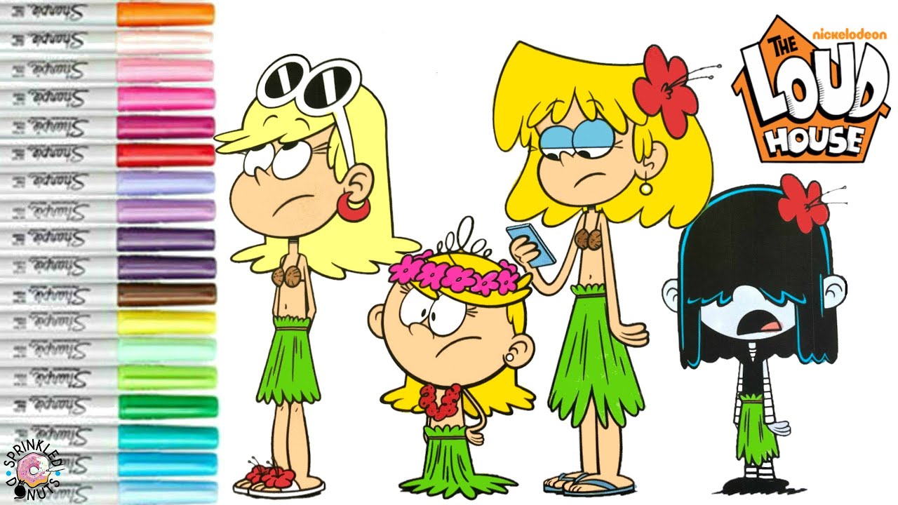 The Loud House Coloring Book Page Lori Loud Leni Loud Lola Loud Lucy ...