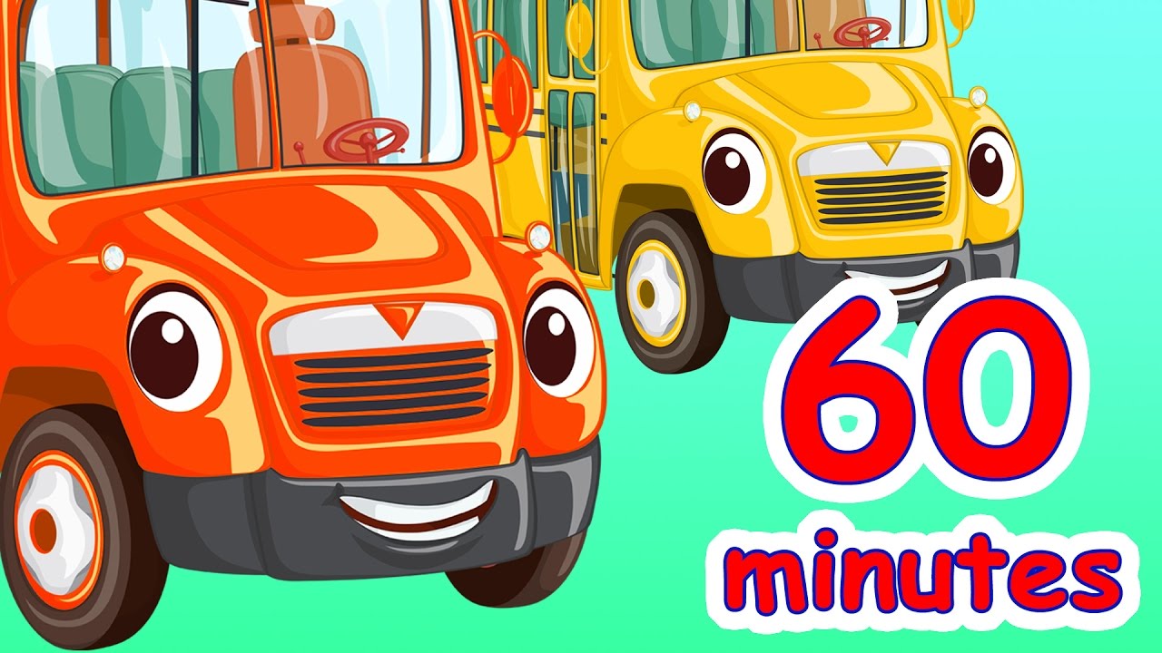 1 hour of Wheels on the Bus - Yellow Red Bus - Nursery Rhyme - YouTube
