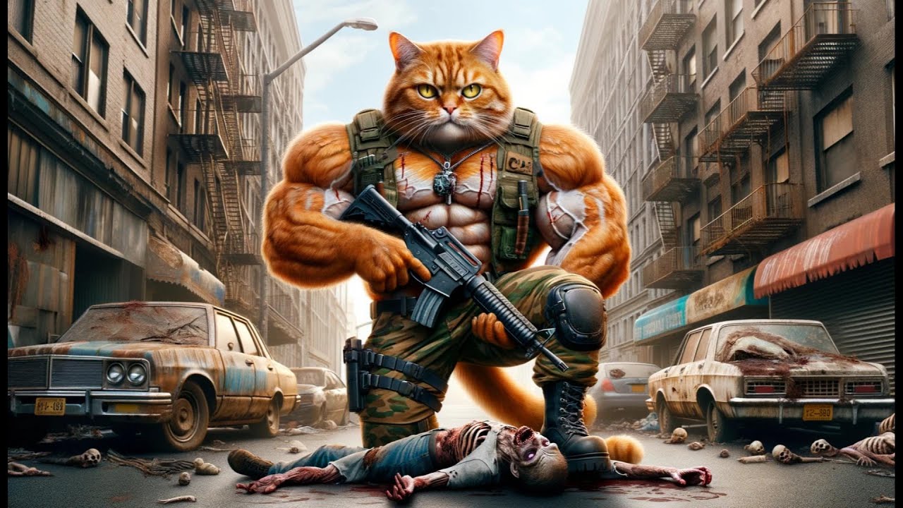 The cat defeated the zombies and saved the people！！ #cats #ai #cute # ...