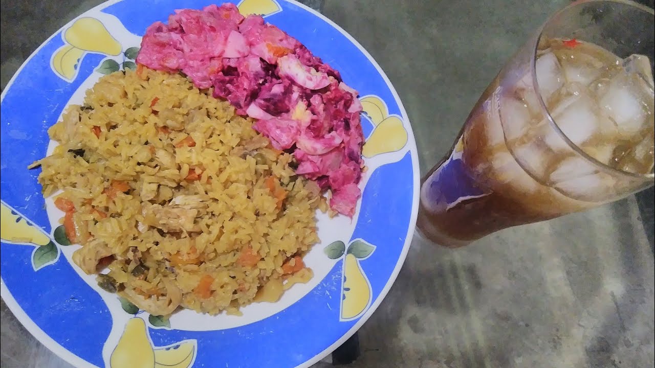 Arroz con pollo y ensalada de papas y remolacha a mi estilo - YouTube