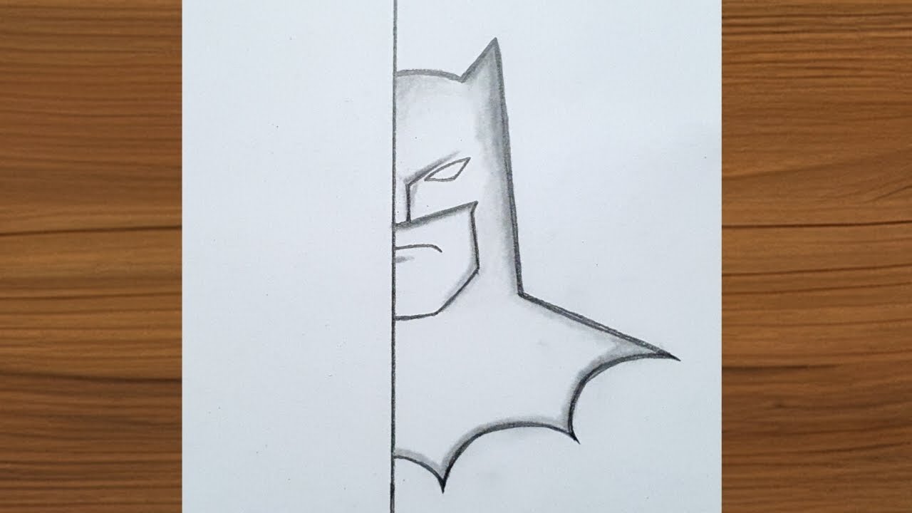 How to Draw Batman | Easy Batman half face Drawing - YouTube