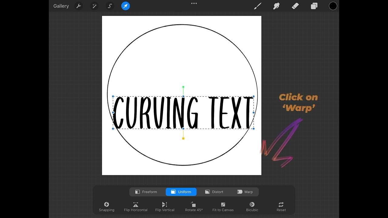 How to curve text in Procreate in 37 seconds - YouTube