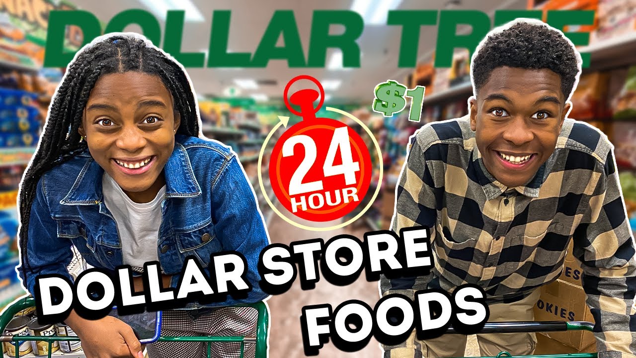 Eating Only DOLLAR STORE FOODS for 24 Hours!! - YouTube