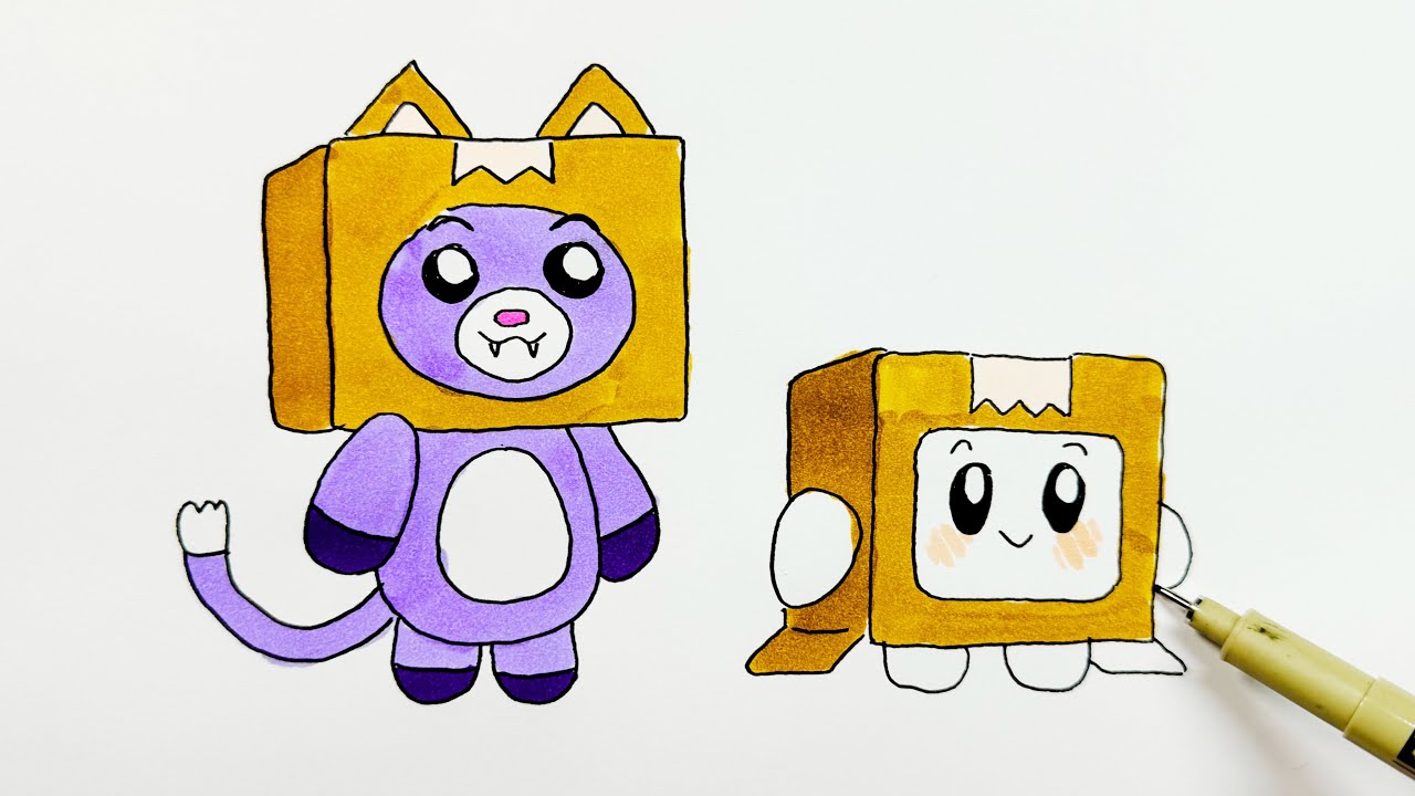 How to Draw Foxy and Boxy From Lankybox - YouTube