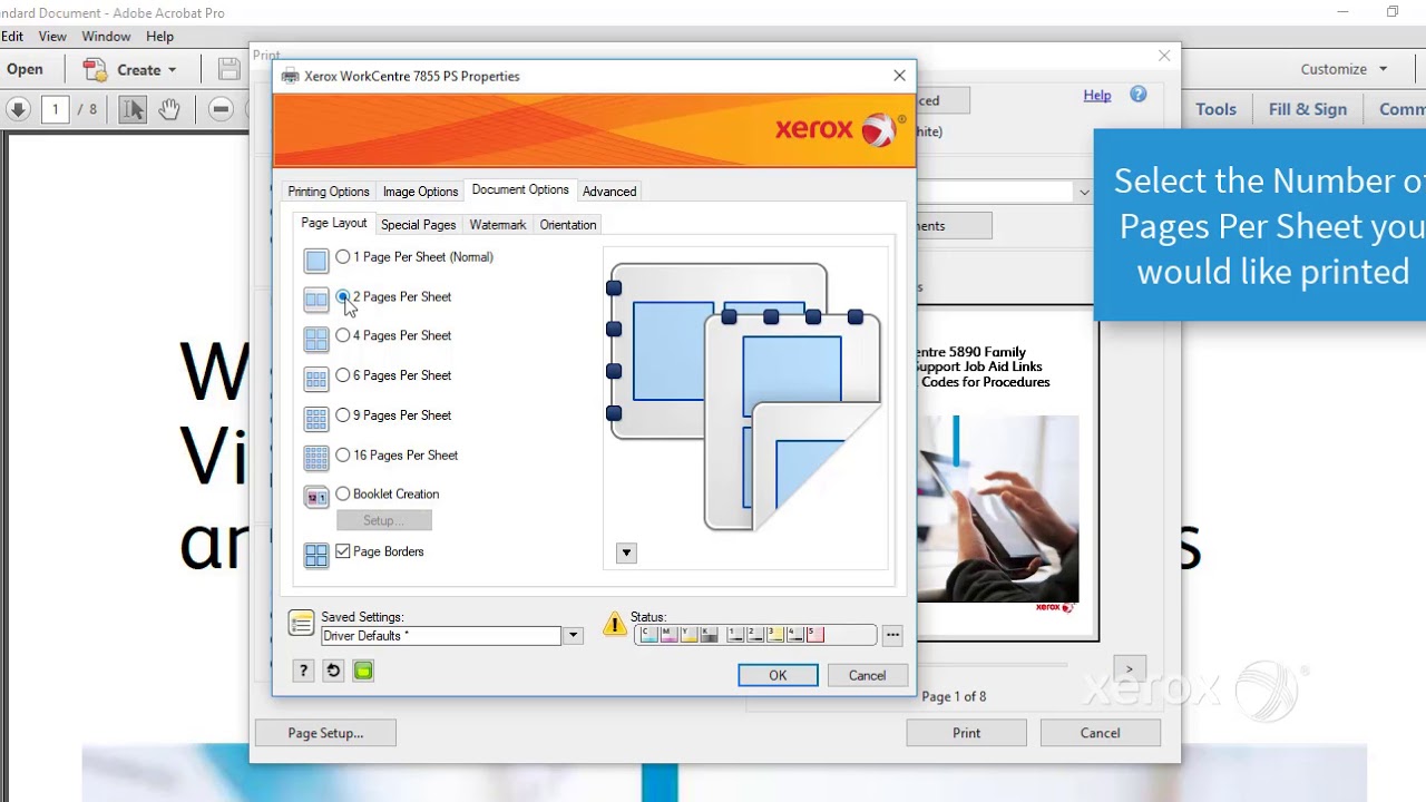Xerox® ConnectKey® N Up Print Job Programing No Audio - YouTube