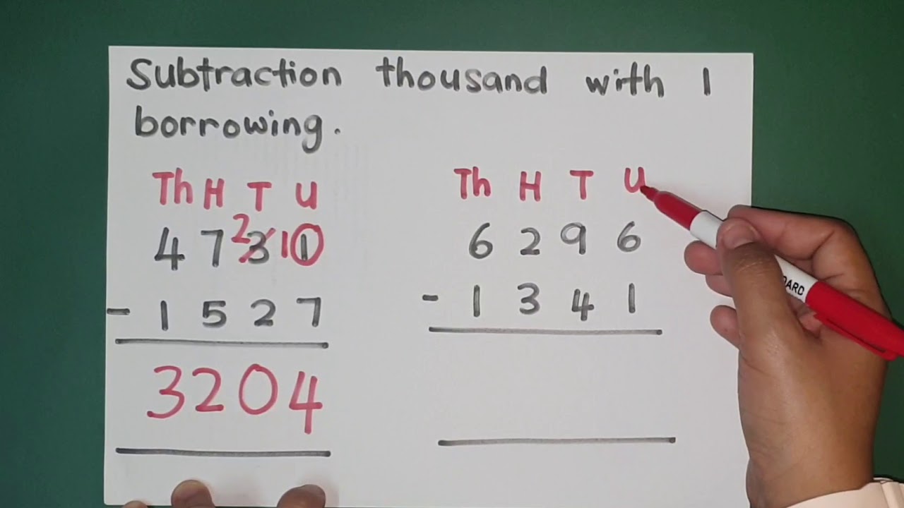 Subtraction Thousand With 1 Borrowing YouTube Subtraction Thousand With 1 Borrowing YouTube
