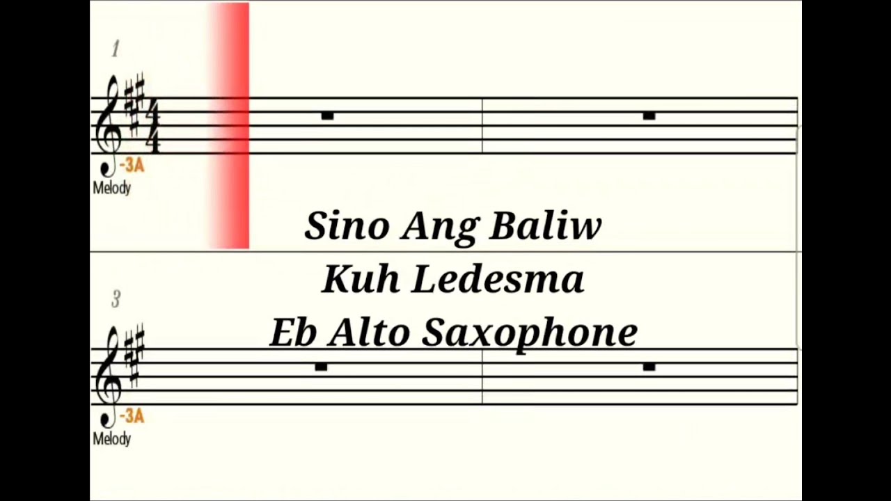 Sino Ang Baliw - Eb Alto Saxophone - Play Along - Sheet Music - Backing ...