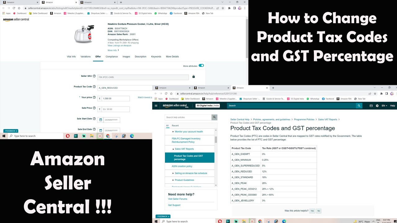How to Change Product Tax Codes and GST Percentage in Amazon Seller ...