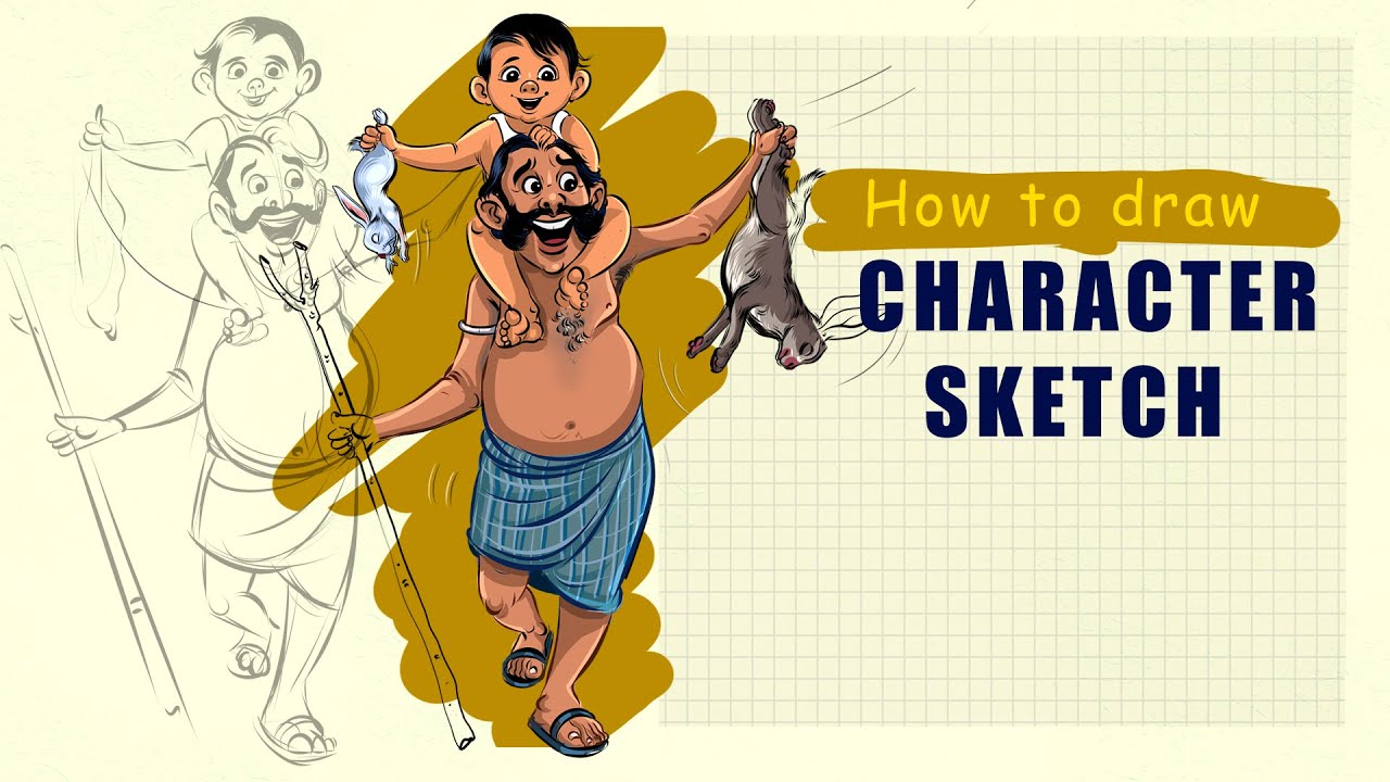 CHARACTER DESIGN - Step by Step Tutorial/ blackpenci / character design tamil. - YouTube