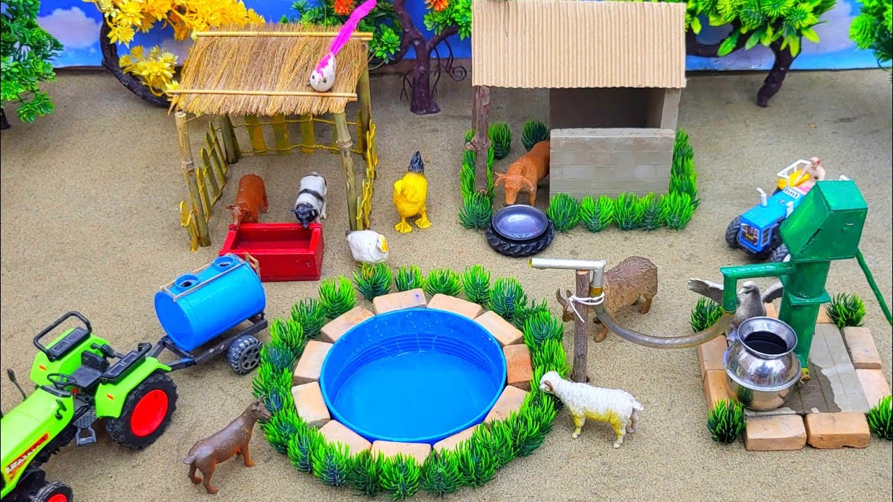 diy mini farm diorama with house for cow pig animals science project ...