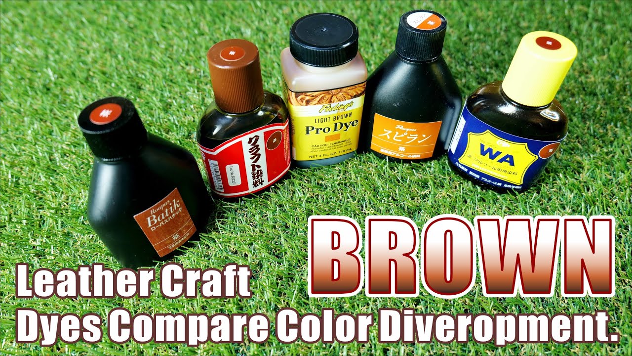 Leather craft Color comparison of 5 types of brown dyes. - YouTube