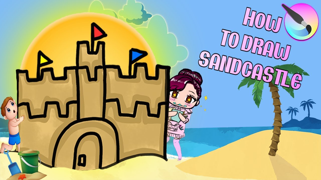 Learn how to draw a sandcastle - YouTube