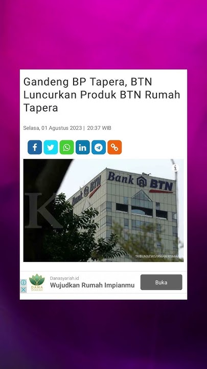 Gandeng BP Tapera, BTN Luncurkan Produk BTN Rumah - YouTube