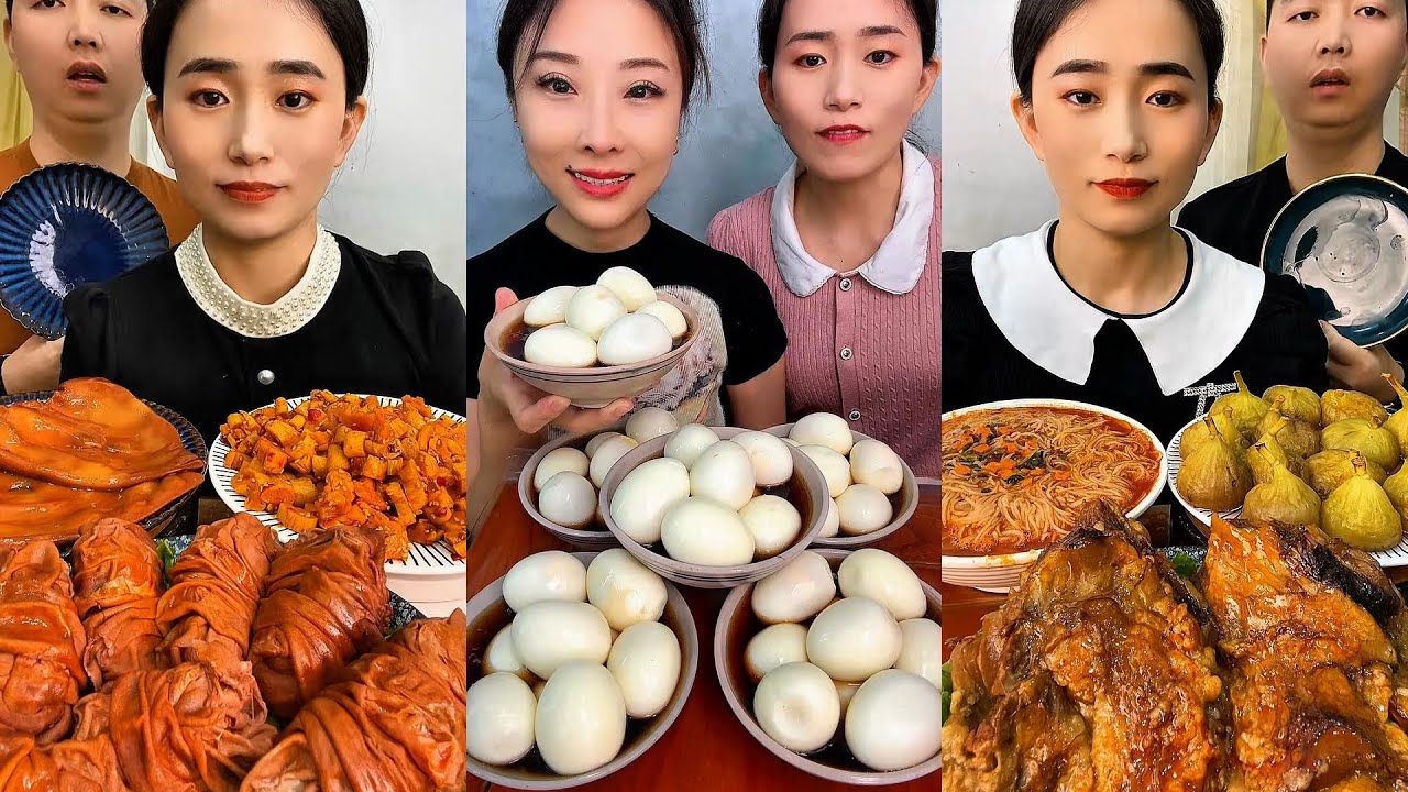 Satisfying Eating Show | Glazed Meat, Spicy Noodles & More! Massive ...