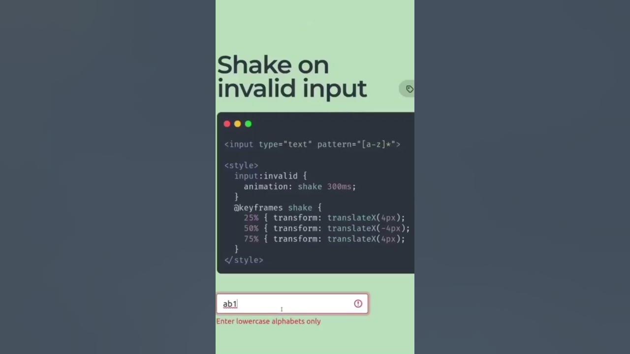 shake on invalid input #shorts #vickycoding #html #css #webdesign - YouTube