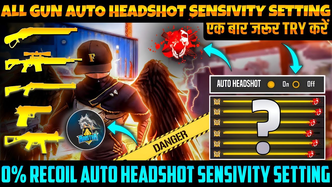 FREE FIRE ALL GUN AUTO HEADSHOT SENSIVITY SETTING | 0% RECOIL AUTO ...