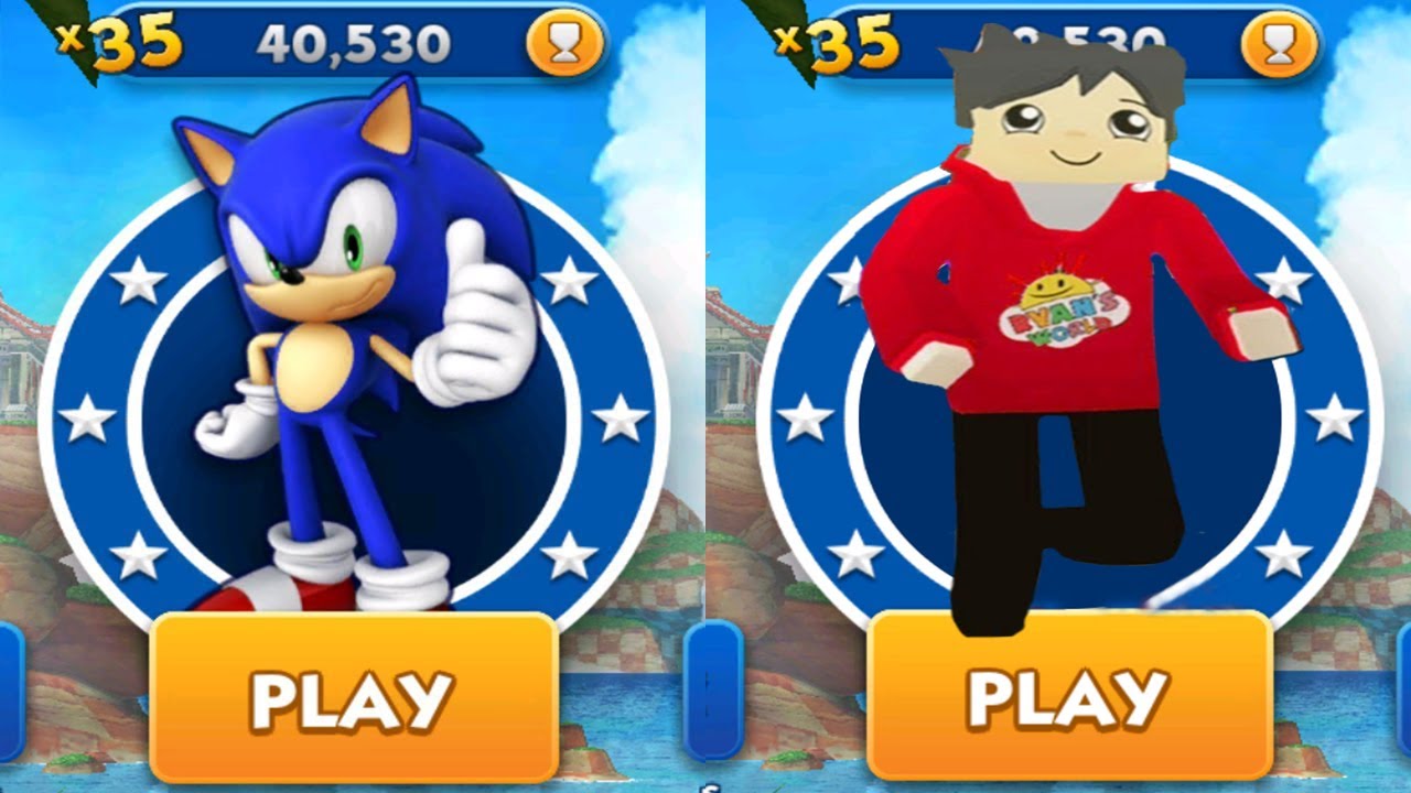 Sonic Dash vs Ryan's Roblox Runner - All Characters Unlocked ...