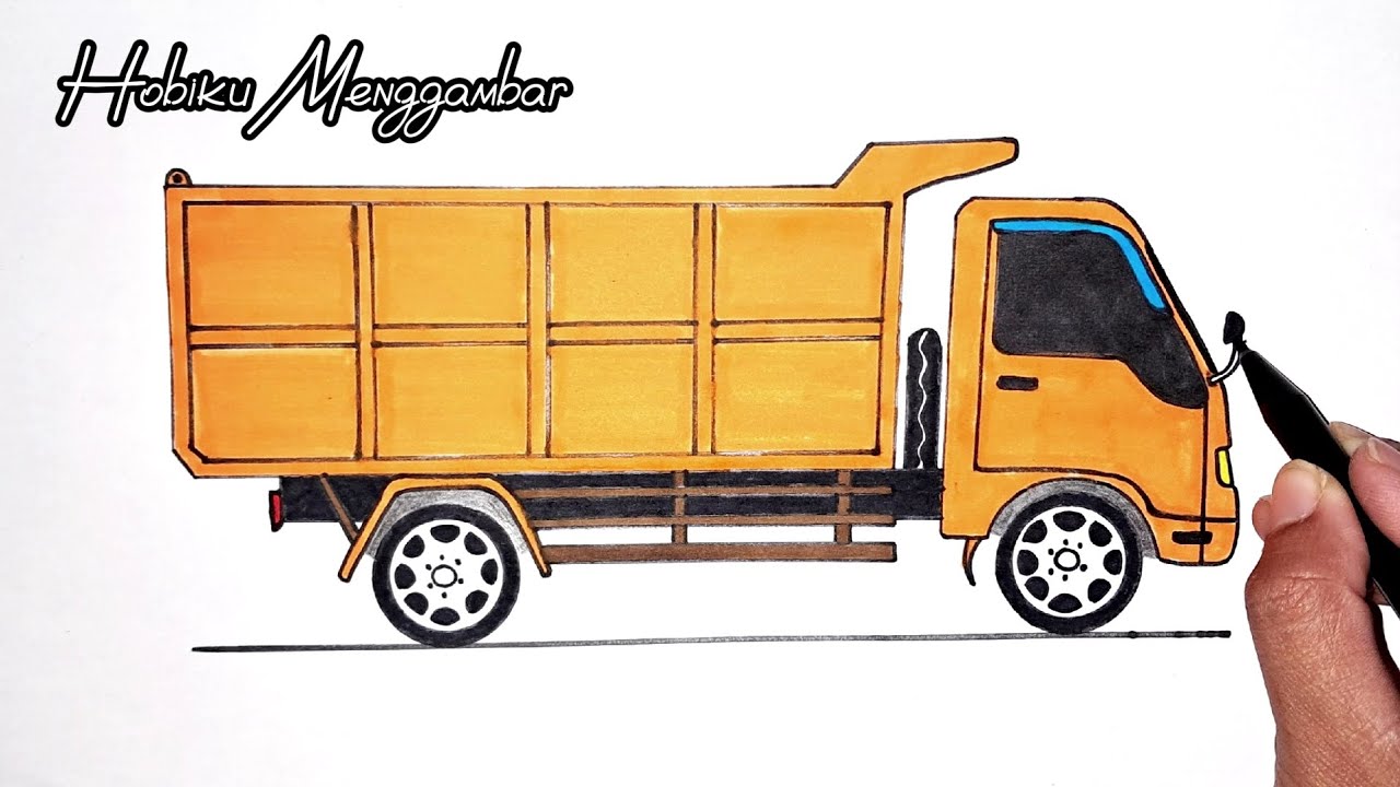 Cara Gambar Mobil Dump Truk || Menggambar Dump Truck - YouTube