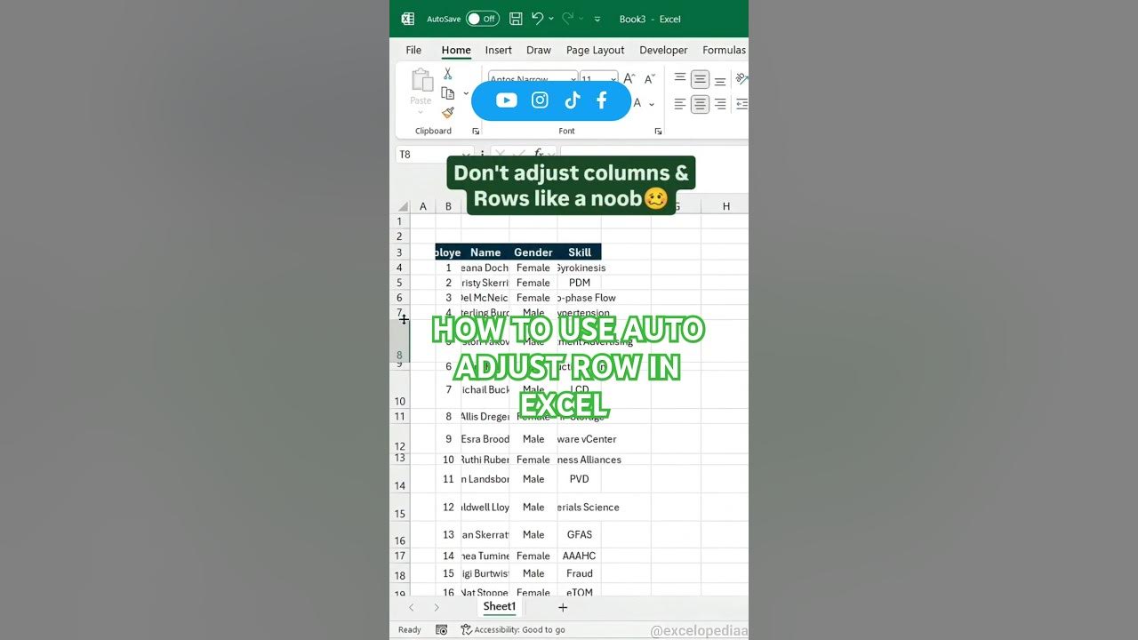 How to use Auto Adjust row in excel #excel #asmr #computer #excelformula #tricks #exceltips # ...