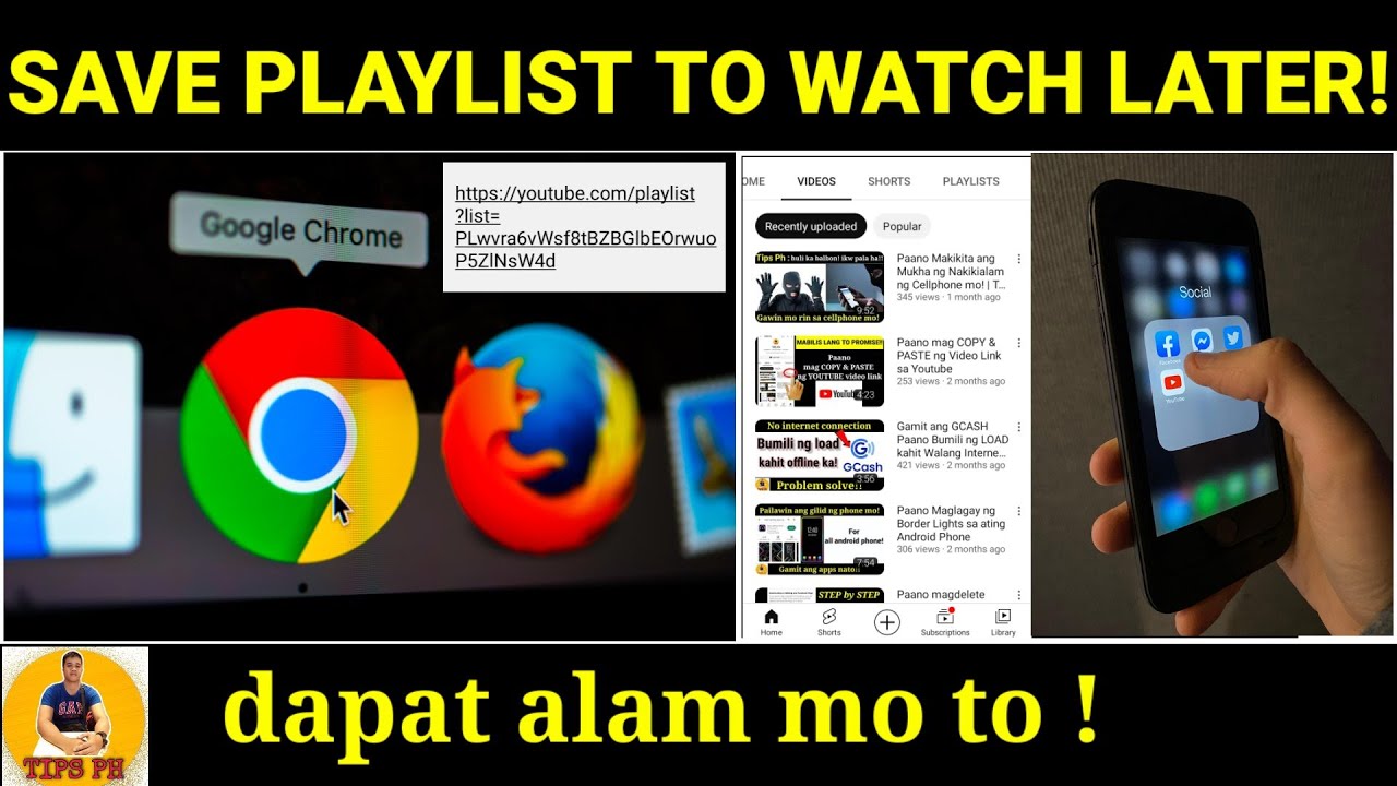 Paano mag save ng Playlist sa Watch Later - TIPS PH - YouTube