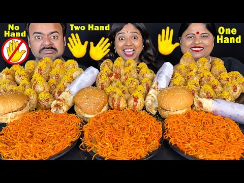 ONE HAND vs TWO HAND vs NO HAND EATING CHALLENGE | FUNNY FOOD SITUATIONS | Indian Eating Show