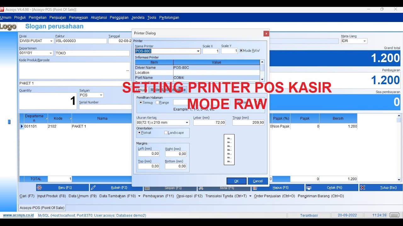 Setting Printer POS Kasir Mode RAW | Acosys Jatim Tutorial - YouTube