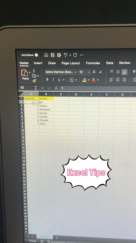 Update Serial Number Automatically☺️ Excelshorts Exceltips Excellearning Excel 1742